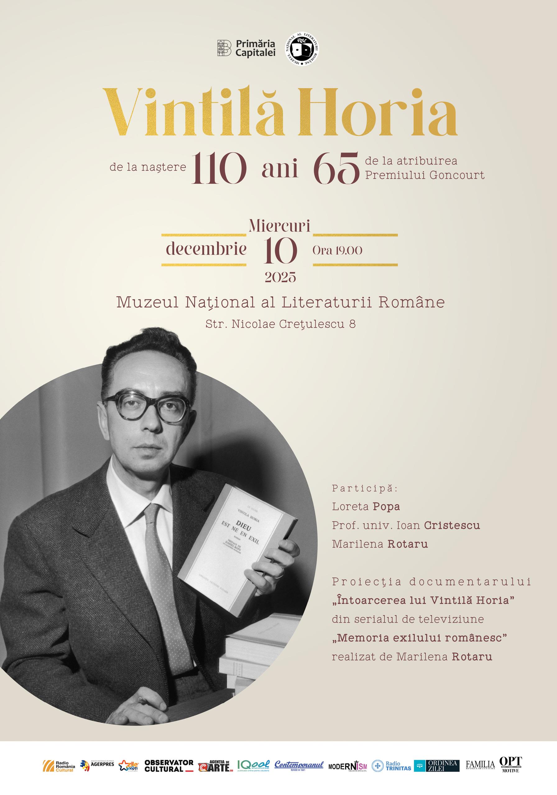 Vintilă Horia – 110 ani de la naștere / 65 de ani de la atribuirea ...